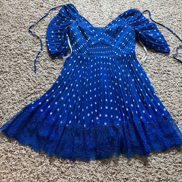 Self-Portrait | Dresses | Self Portrait Polka Dot Blue Dress | Poshmark